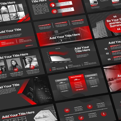 Red And Black Powerpoint Persentation Powerpoint Template Ppt Minimalist Business Strategy