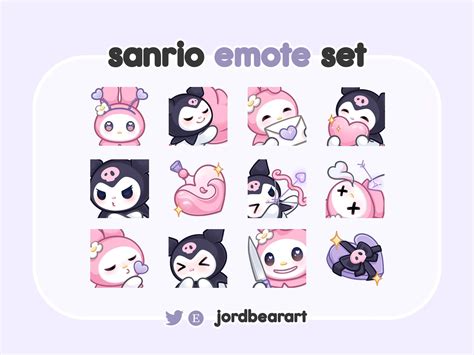 12 Pastel Emote Set Plush Cute Character Kuro Melody White Pink Kawaii