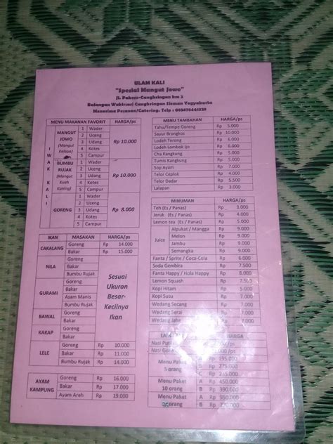 Menu At Ulam Kali Umbulmartani