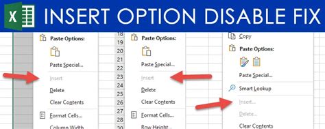 Re Enable Insert Option In Excel Fix Disabled Or Grayed Out Insert Option On Right Click