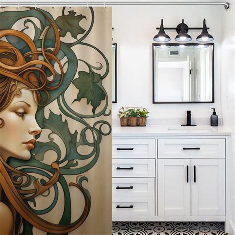 Elegant Art Nouveau Shower Curtain Cottoncat