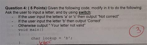 solved question 4 5 points given the following code modify in
