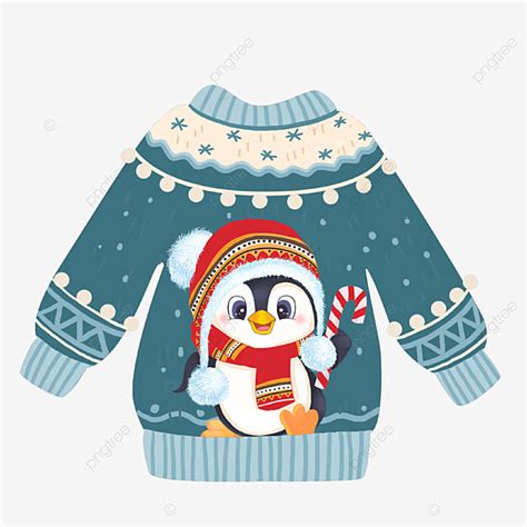 Gambar Sweater Penguin Yang Cantik Gaya Pakaian Musim Dingin Mantel Kartun Png Transparan