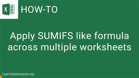 Excel Tutorial How To Use Sumif Formula Across Multiple Worksheets Youtube