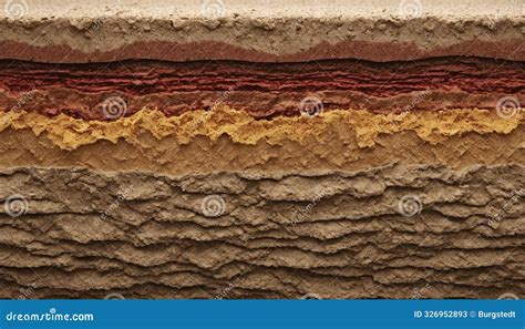 Cross Section Through A Soil Layer With Different Colored Sediment Layers Formed In The Course