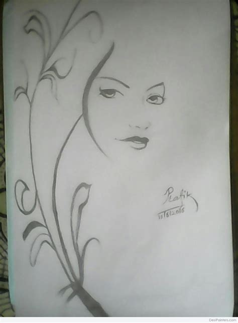Pencil Sketch Girl Face
