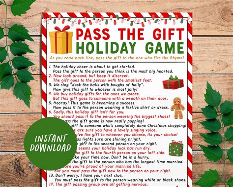 Pass The T Holiday Game Printable Pass The Present Office Coworker Puff Paper Co