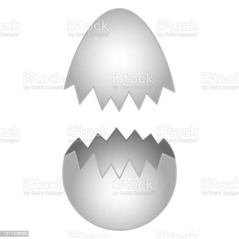 금이 간 달걀 껍질 닭 알에서 두 껍질 컬러 벡터 그림입니다 달걀 껍질 파편 지그재그 가장자리 만화 스타일 격리된 흰색