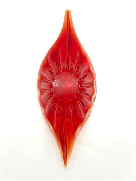 Ruby Red Art Glass Midcentury Centerpiece Etsy