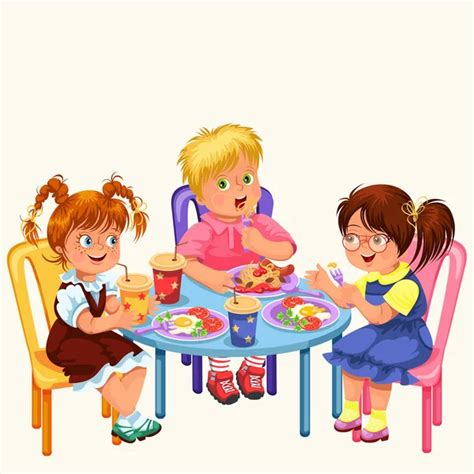 Vectores De Stock De Niño Comiendo Comedor Ilustraciones De Niño