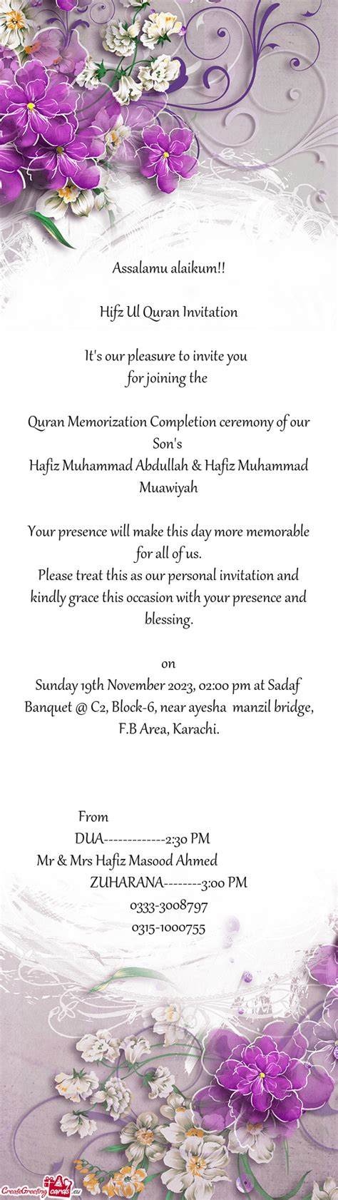 Hafiz Muhammad Abdullah And Hafiz Muhammad Muawiyah Free Cards