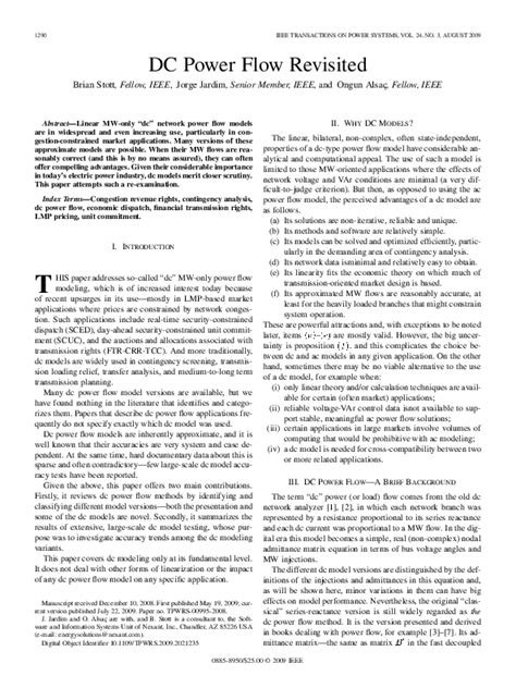 Pdf Dc Power Flow Revisited