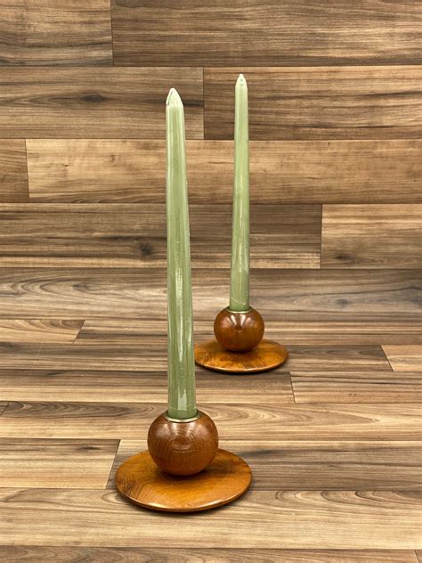 Rare Myrtlewood Candlestick Holders Exotic Wood Candle Holders