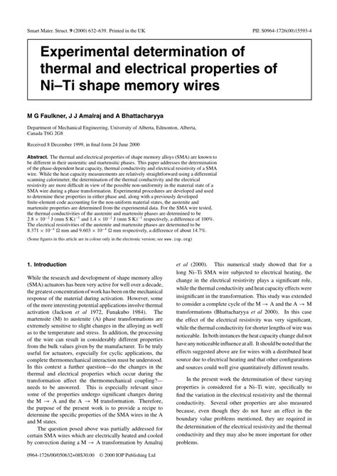 pdf experimental determination of thermal and electrical properties