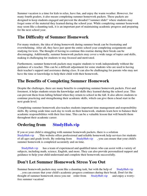 Summer Homework Packets Fourth Grade Download Free Pdf Homework