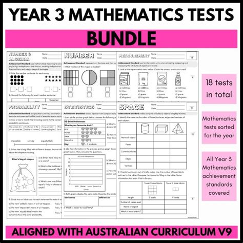 Year 3 Maths Test Bundle Australian Curriculum V9 All Achievement