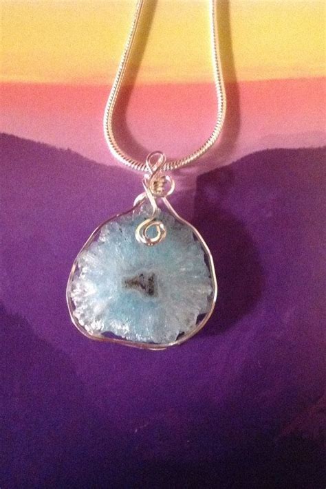 Solar Quartz Druzy Pendant Wrapped In Sterling Silver On 18 Sterling