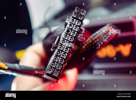 Cable Connector Pin From Power Supply Of Desktop Pc Close Up With Selective Focus Computer