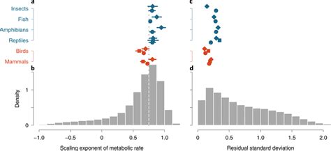 empirical and simulated distributions of metabolic scaling exponents