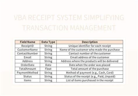 Vba Receipt System Simplifying Transaction Management Excel Template