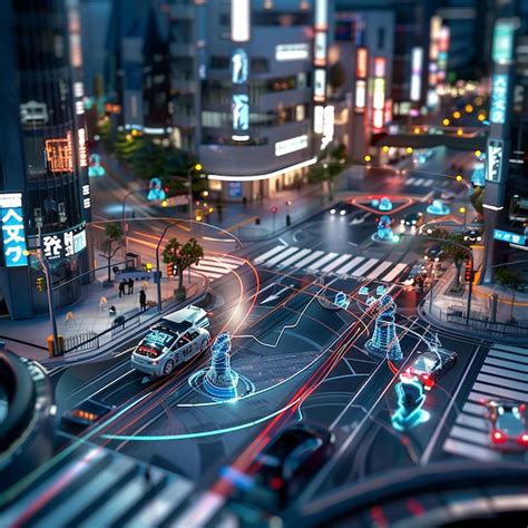 Smart City Intersection With Autonomous Vehicles Premium Ai Generated