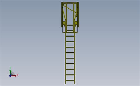 工业安全梯 带护笼的钢直梯 SOLIDWORKS 2017 模型图纸下载 懒石网