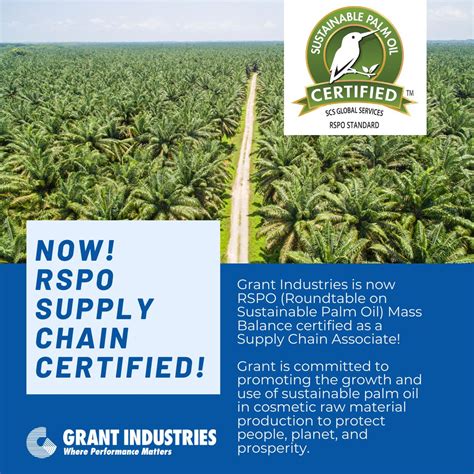 Did You Know Grant Industries Is Now Rspo Supply Chain Certified To