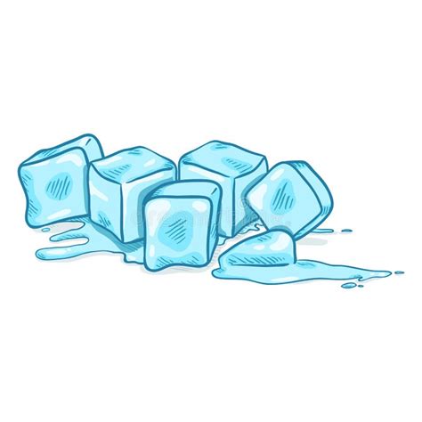 Blue Piece Of Ice Cold Frozen Block Vector Illustration Stock Vector