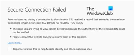 Sslerrorrxrecordtoolong In Mozilla Firefox