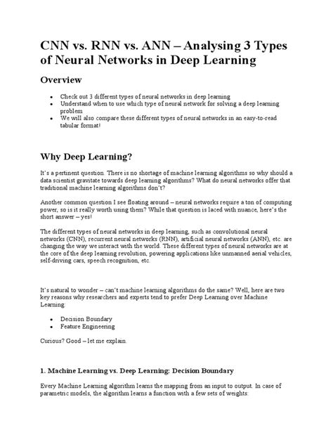 Cnn Vs Rnn Vs Ann Analysing 3 Types Of Neural Networks In Deep
