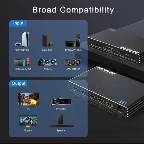 NÖrdic 1 Till 4 Hdmi 2 1 Splitter 8k 60hz 4k120hz Vrr Free G Sync Cec S Pdif Extractor