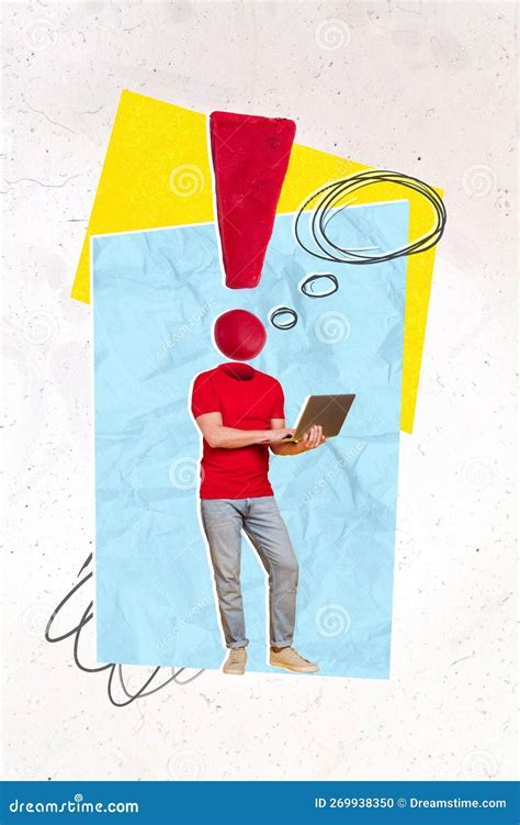 composite photo artwork collage of headless man attention warning