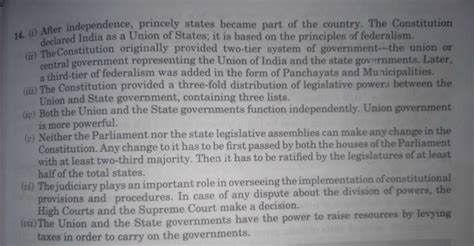 What Makes India A Federal Country Write 6to5points Edurev Class 10