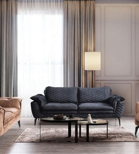 Jvmoebel Sofa Sofa 3 Sitzer Grau Sofas Stil Luxus Wohnzimmer Couch