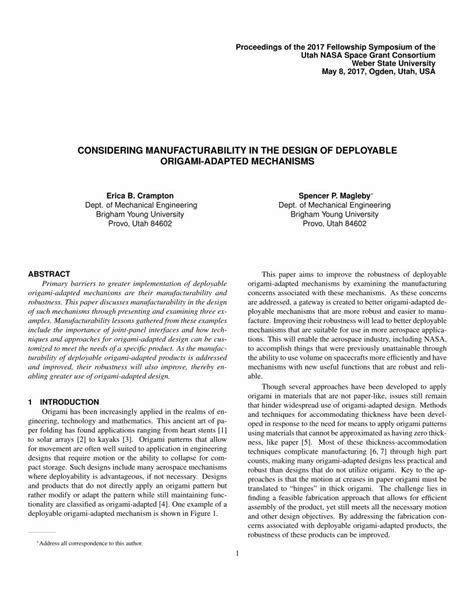 pdf considering manufacturability in the design of deployable