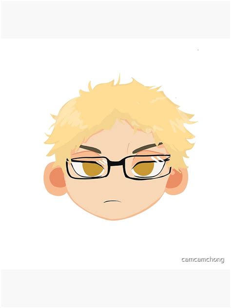 Tsukishima Kei Chibi Sticker Poster For Sale By Camcamchong Redbubble