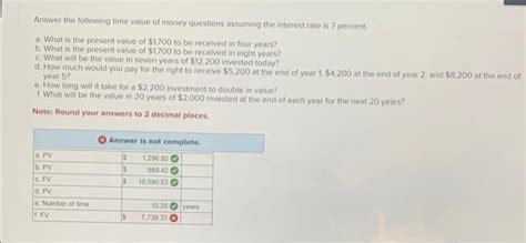 Solved Answer The Following Time Value Of Money Questions