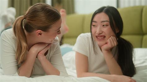Two Happy Multiracial Multiethnic Women Friends Female Diversity Girls