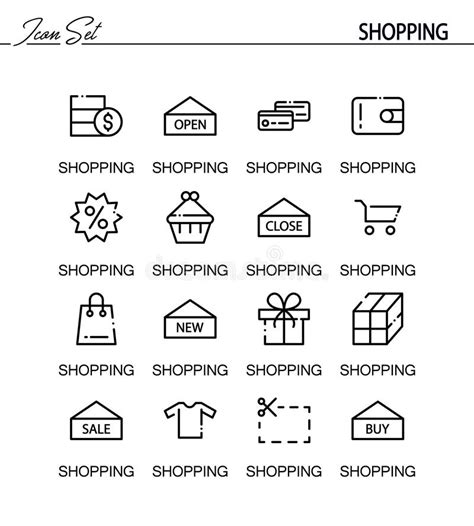 Conjunto Del Icono De Las Compras Ilustración Del Vector Ilustración