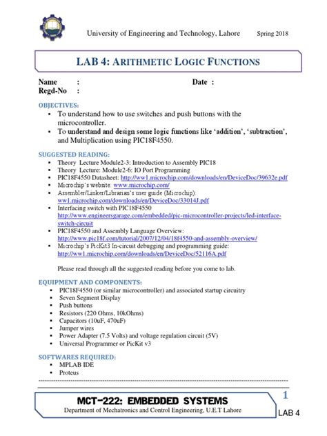 Lab 4 Arithematic Operations Pdf Electronic Circuits