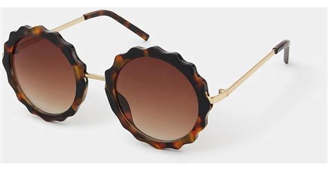 Accessorize Flower Tortoiseshell Round Sunglasses In Metallic Lyst Uk
