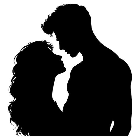 Los Hombres Negros Y Las Mujeres Aman La Silueta Con Fondo Blanco
