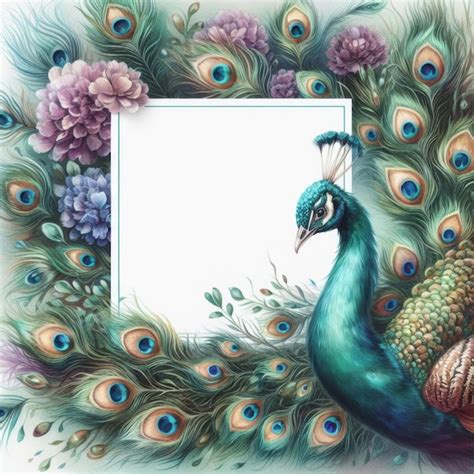 Premium Photo Detailed Peacock Tail And Floral Background