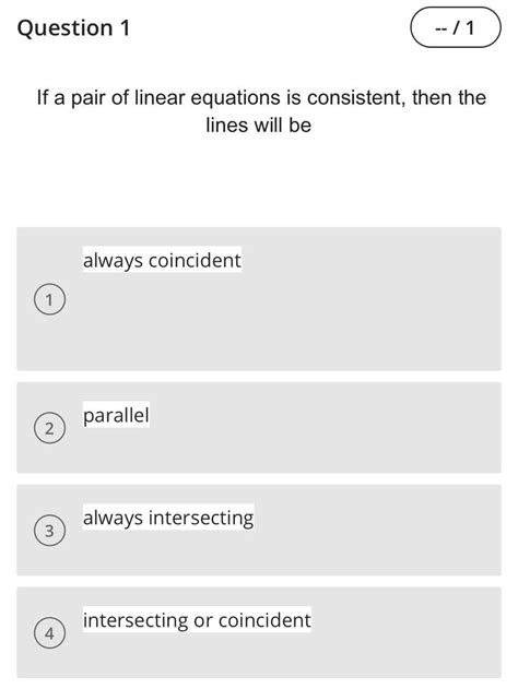 Solved Question If A Pair Of Linear Equations Is Chegg Com