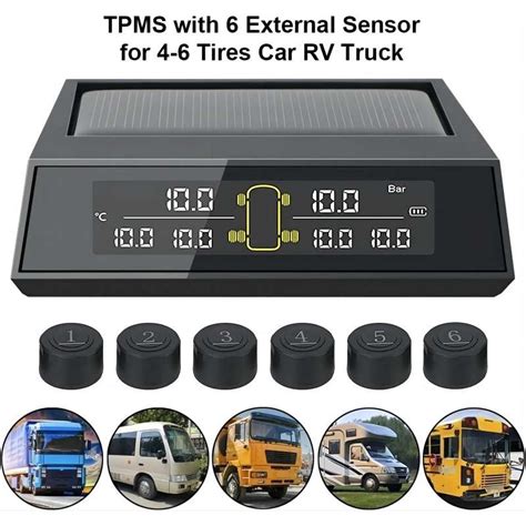 External Sensor Solar Power Tpms Lcd Color Screen Monitoring Tire
