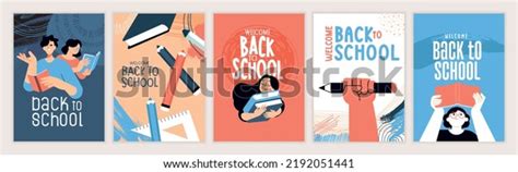 Set Back School Posters Vector Illustration Stock Vector Royalty Free