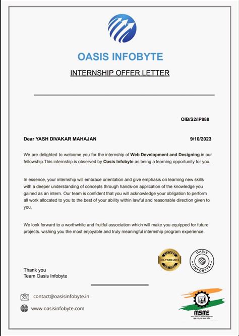 Yash Mahajan On Linkedin Internship Oasisinfobyte Webdevelopment