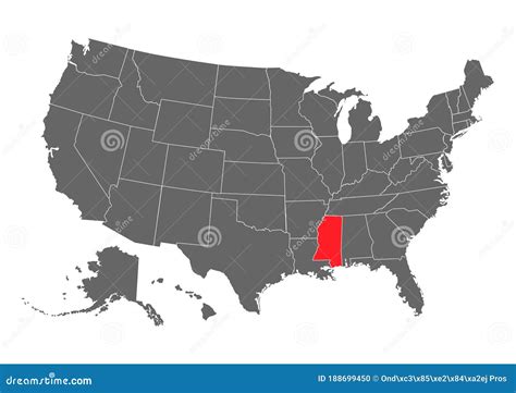 Mississippi Vector Map Isolated On White Background Detailed