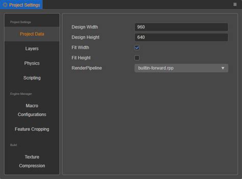 项目设置 Cocos Creator