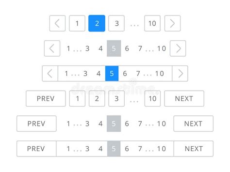 Pagination Bar Vector Page Navigation Web Buttons Stock Vector